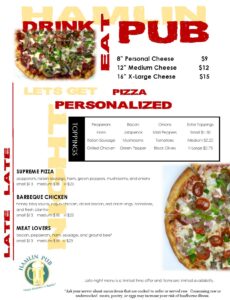 Late Night Menu - Hamlin Pub